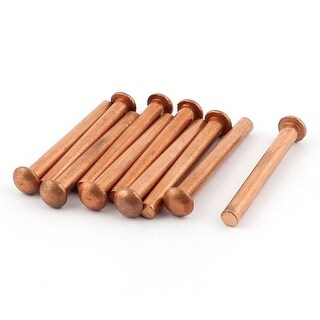 10 Pcs 1/4" Diameter 2" L Shank Copper Round Head Solid Rivets Fasteners - Copper Tone - Bed ...